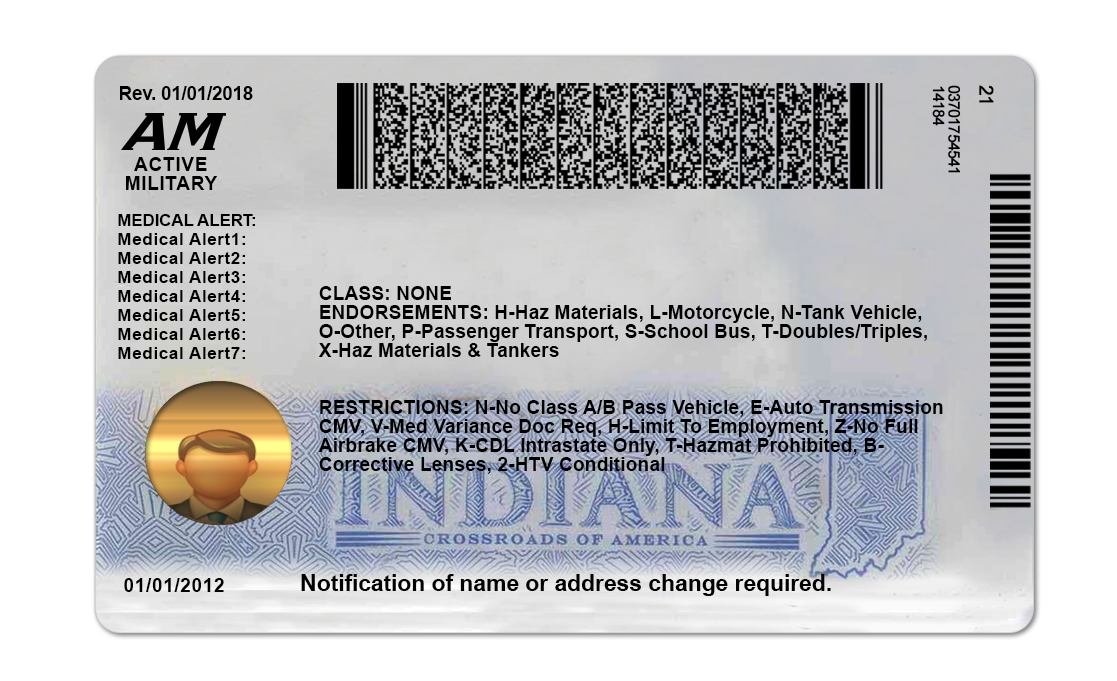 Indiana Drivers License Template PSD - DOCUMENT PSD