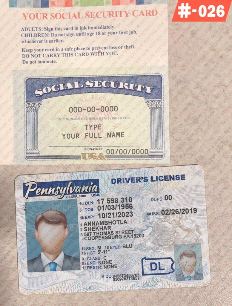 SSN Card and Drivers License - DOCUMENT PSD
