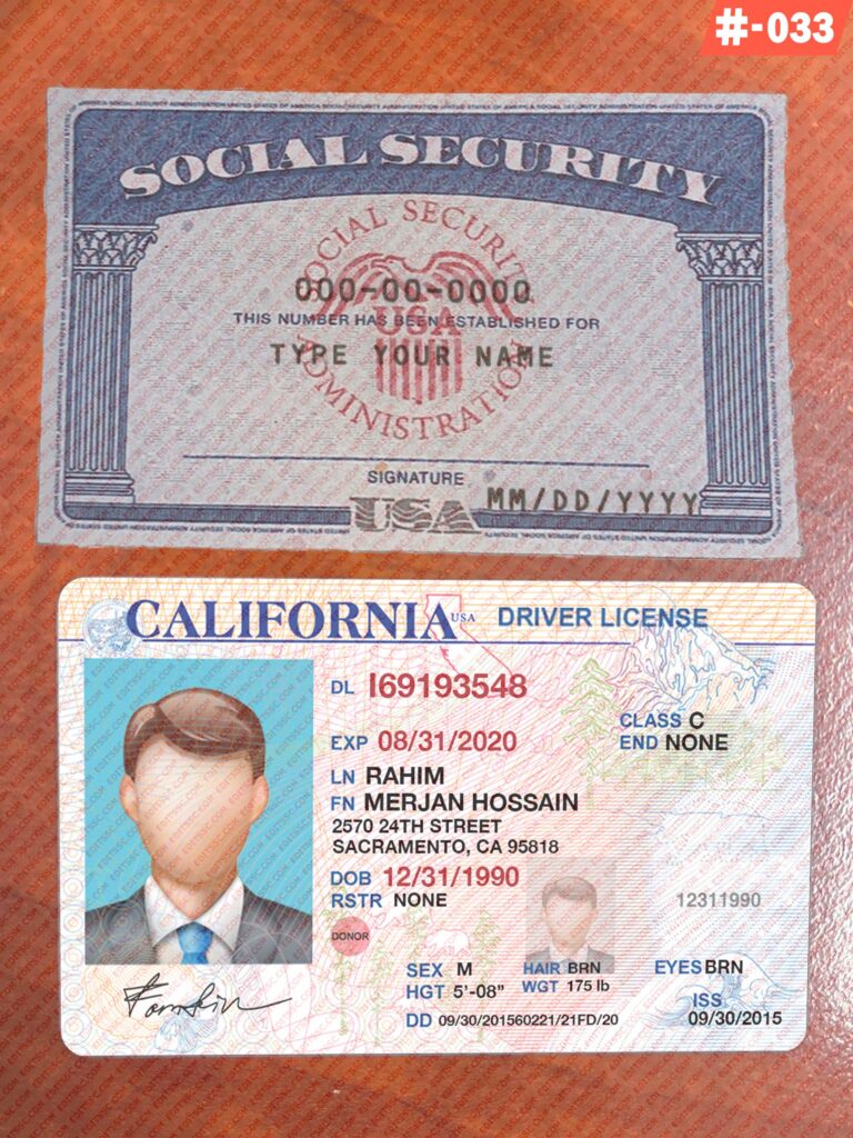 Editable SSN Card and Drivers License Template PSD - DOCUMENT PSD