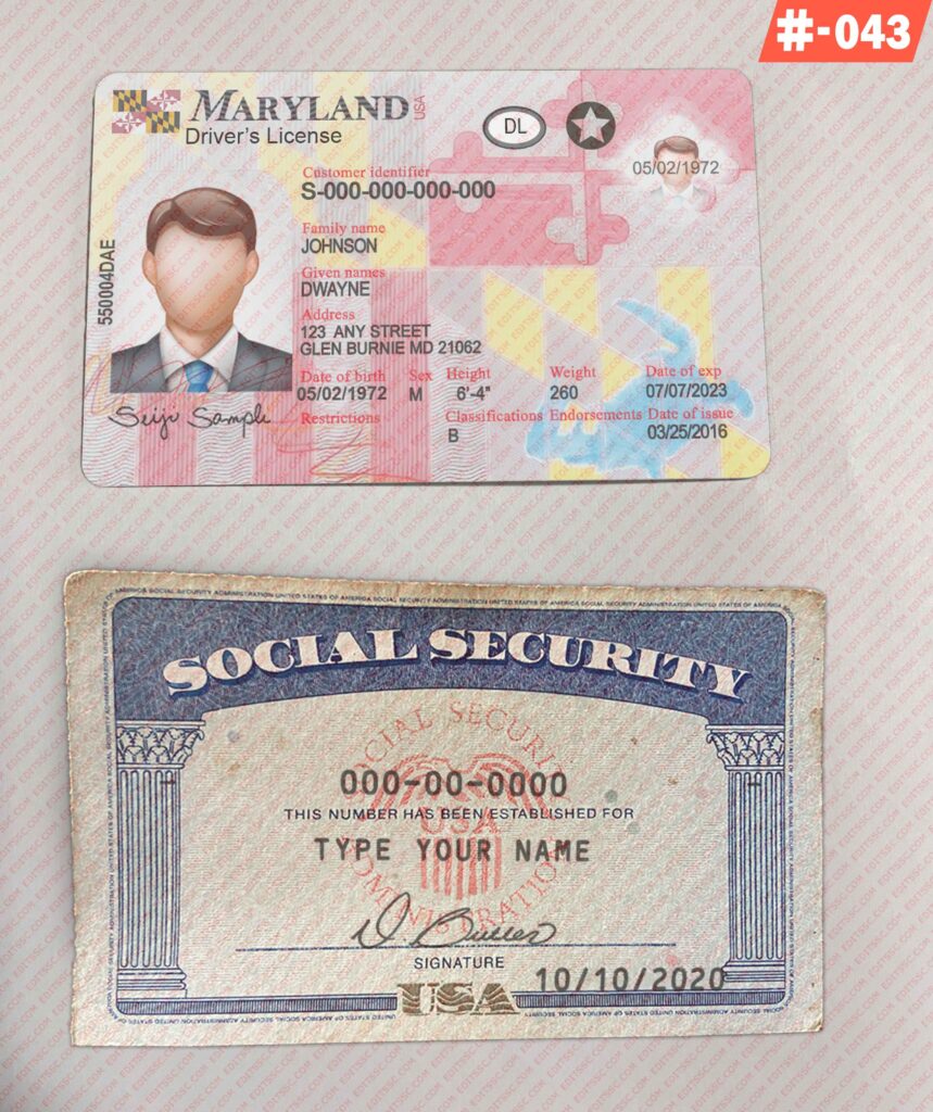 Editable Drivers License and SSN Card Template - DOCUMENT PSD